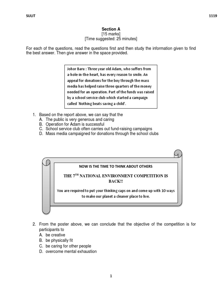 Form 5 Mid-Year Exam 2014 | PDF | Turtle | Malaysia