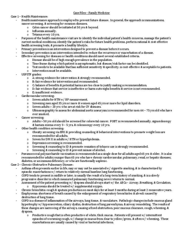 Family Medicine Notes | PDF | Anemia | Chronic Obstructive Pulmonary ...