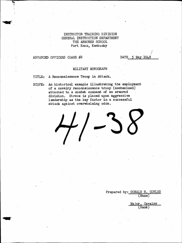 A Reconnaissance Troop in Attack | PDF | Platoon | Anti Tank Warfare