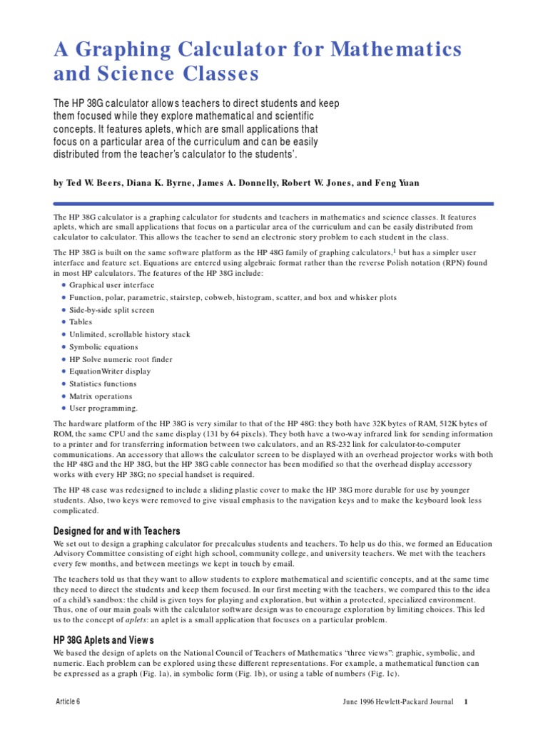 A Graphing Calculator For Math and Science Classes - HPJ 1996-06 ...