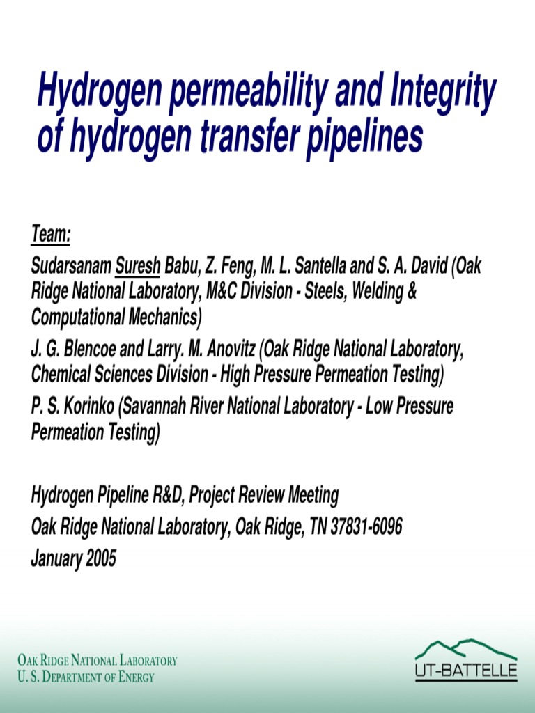Hydrogen Permeability and Integrity of Hydrogen Transfer Pipelines ...