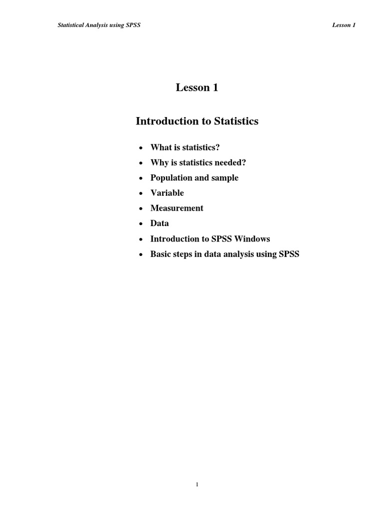 Introduction to Statistics and SPSS | PDF | Spss | Statistics