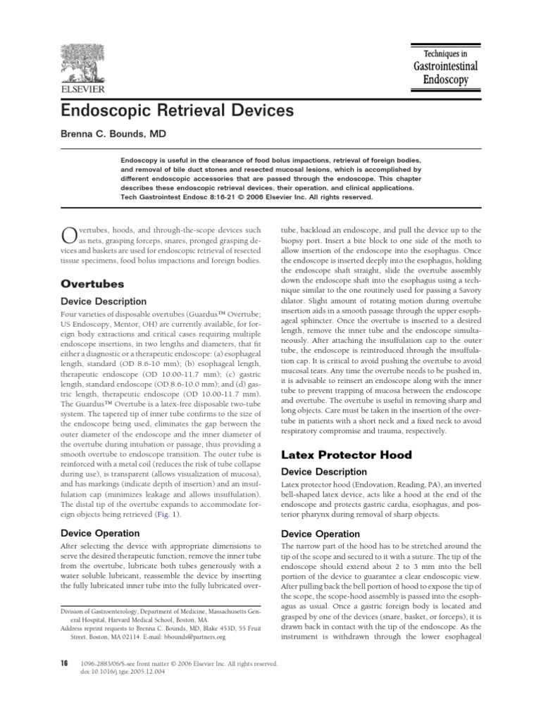 Endoscopic Retrival Devices | PDF | Esophagus | Endoscopy