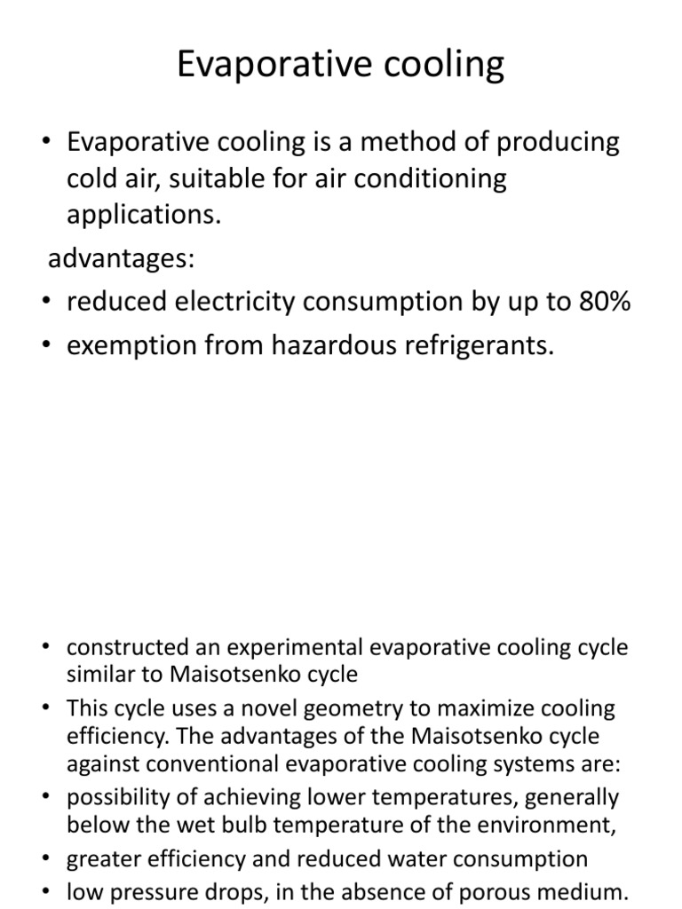 Evaporative Cooling | PDF | Air Conditioning | Refrigeration