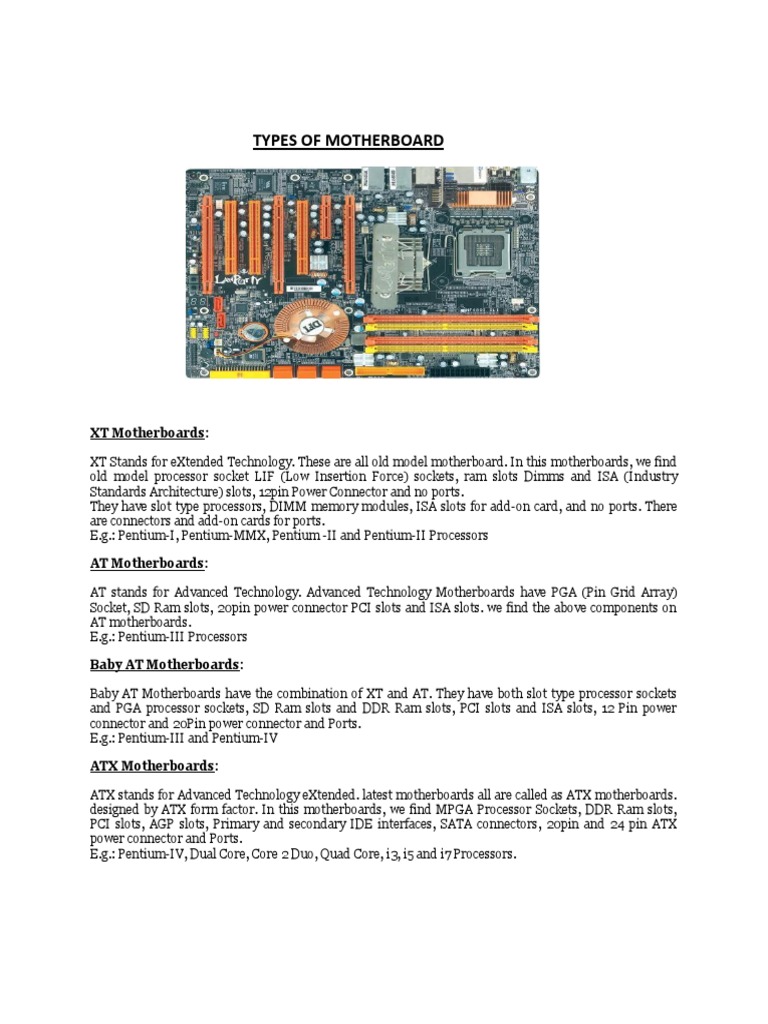 Types of Motherboard: XT Motherboards | PDF | Port (Computer Networking ...