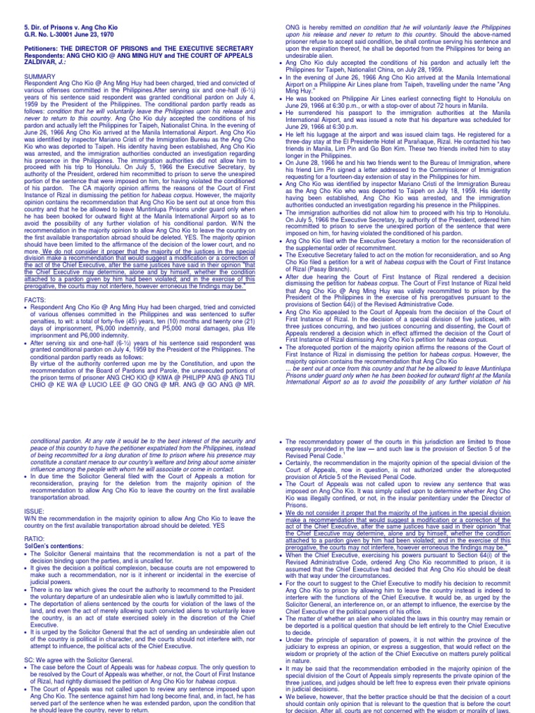 Director of Prisons v. Ang Cho Kio Case | PDF | Pardon | Court Of ...