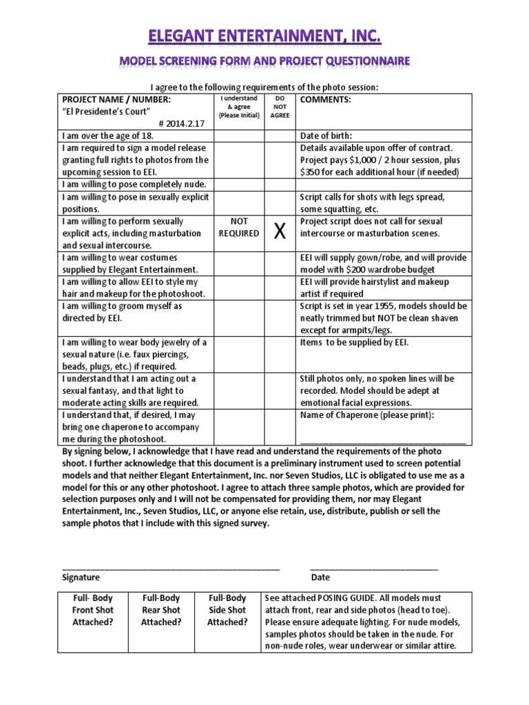 EEI Model Screening Packet | PDF | Sex | Leisure