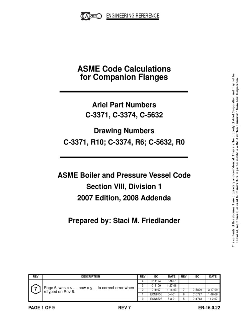 ASME Code Calculations For Companion Flanges | PDF | Materials ...