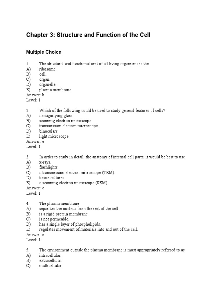 Structure and Function of The Cell | PDF | Cell Membrane | Meiosis