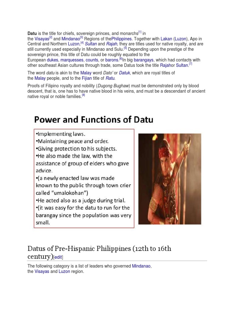 Datus of Pre-Hispanic Philippines (12th To 16th Century) : Visayas ...