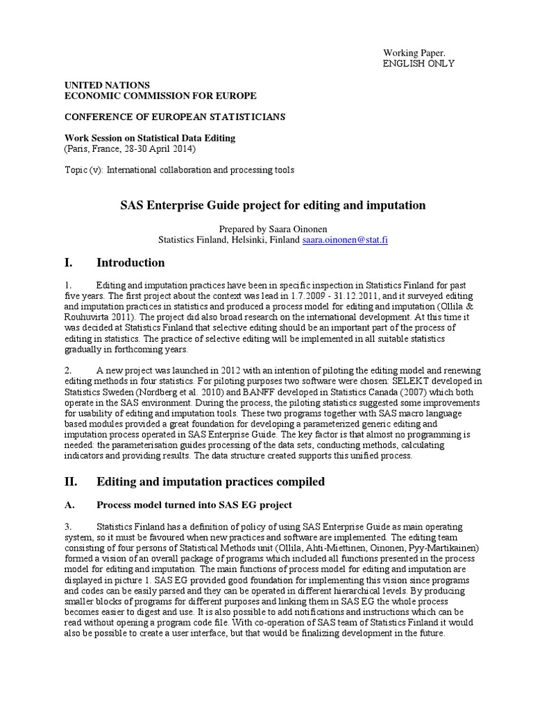 SAS Enterprise Guide Project For Editing and Imputation | PDF | Sas ...