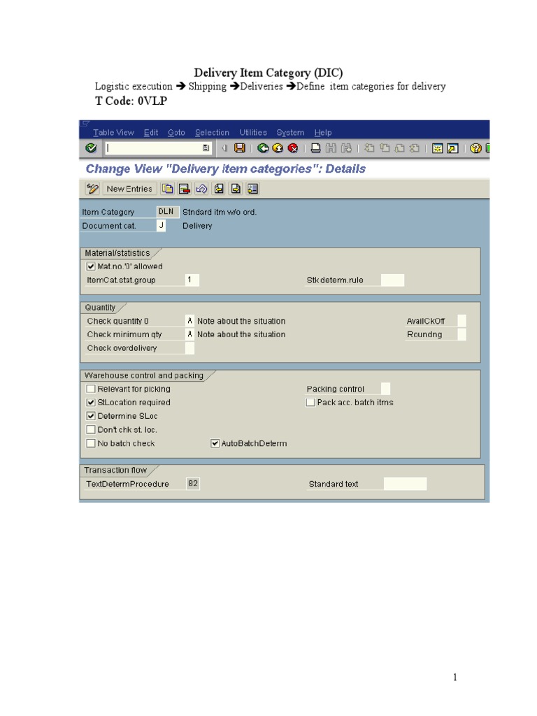 Delivery Item Category (DIC) T Code: 0VLP | Rounding | Computing