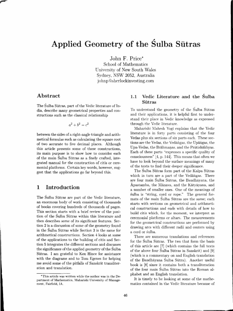 Applied Geometry in SulbaSutras | PDF | Sutra | Geometry