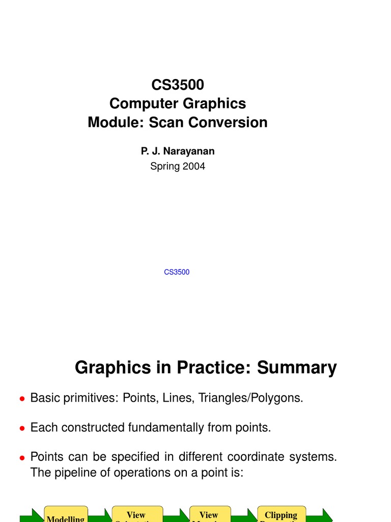 CS3500 Computer Graphics Module: Scan Conversion: P. J. Narayanan | PDF ...