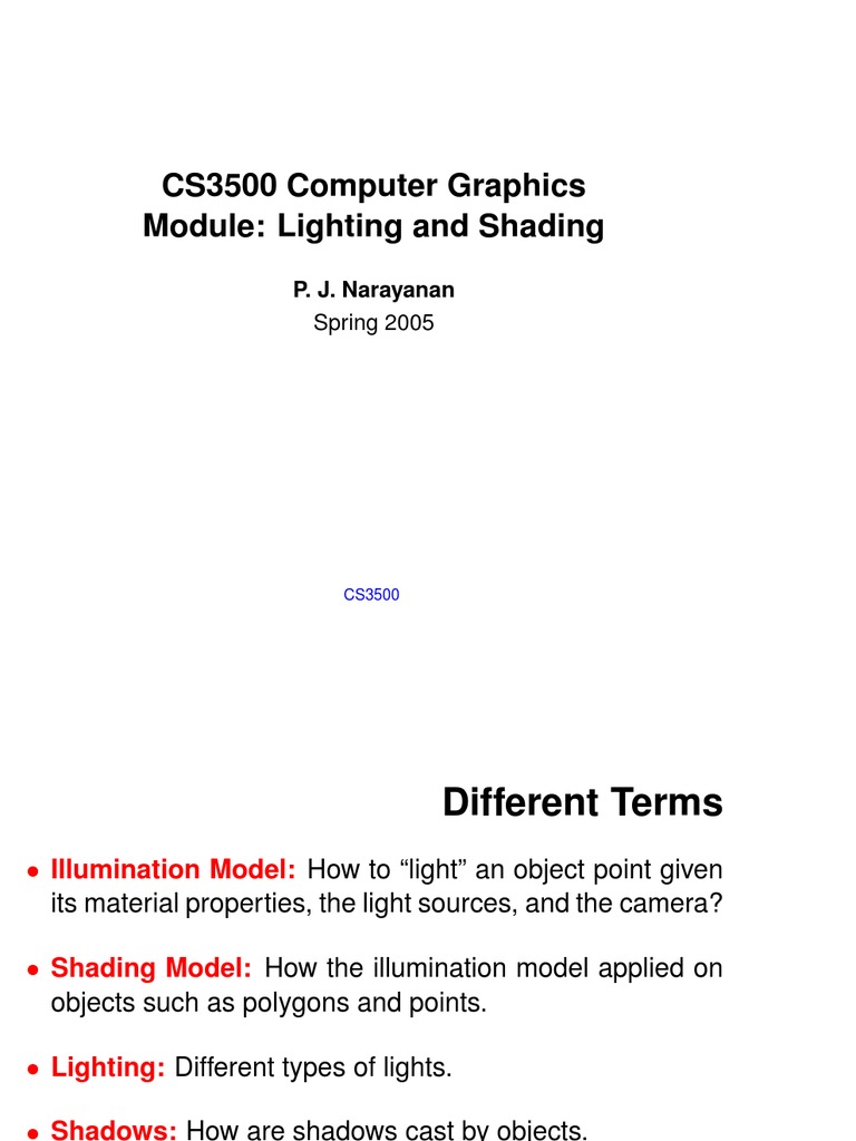 Computer Graphics: Lighting Basics | PDF | Texture Mapping | Graphics
