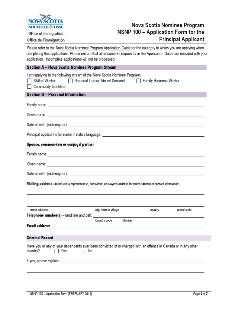 NSNP 100 Application Form | PDF | Credit | Finance & Money Management