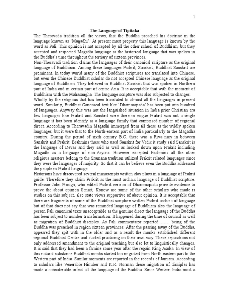 The Language of Tipitaka by N.G | PDF | Buddhist Texts | Pali