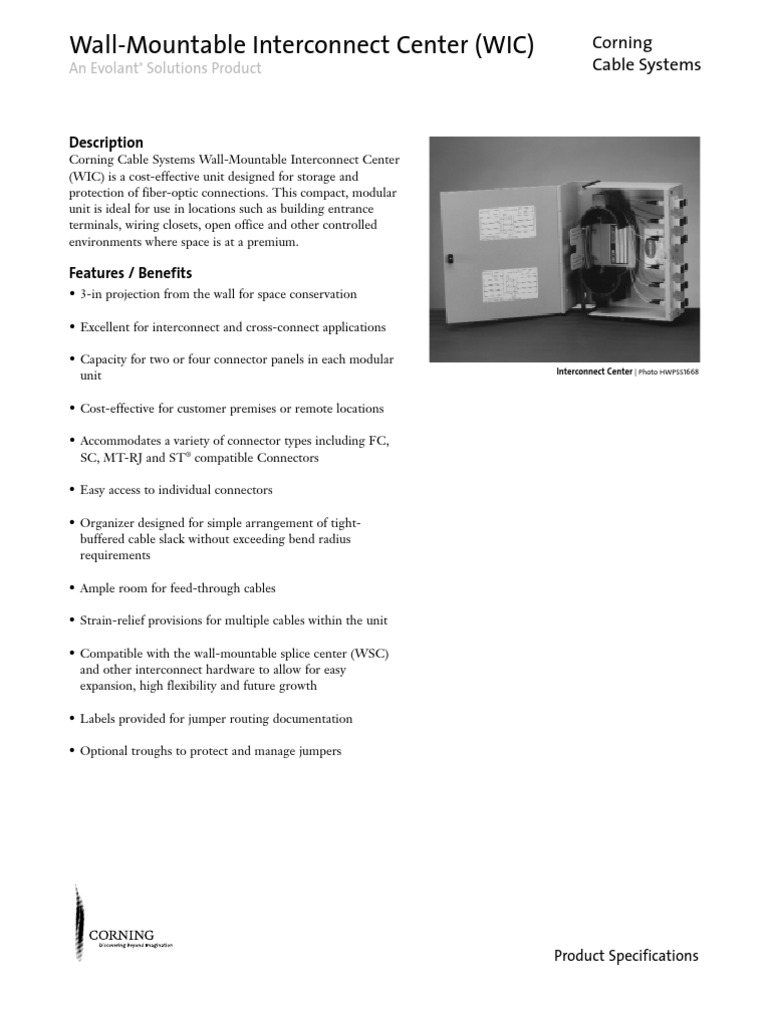 Corning WIC Interconnect Center | PDF | Electrical Connector ...