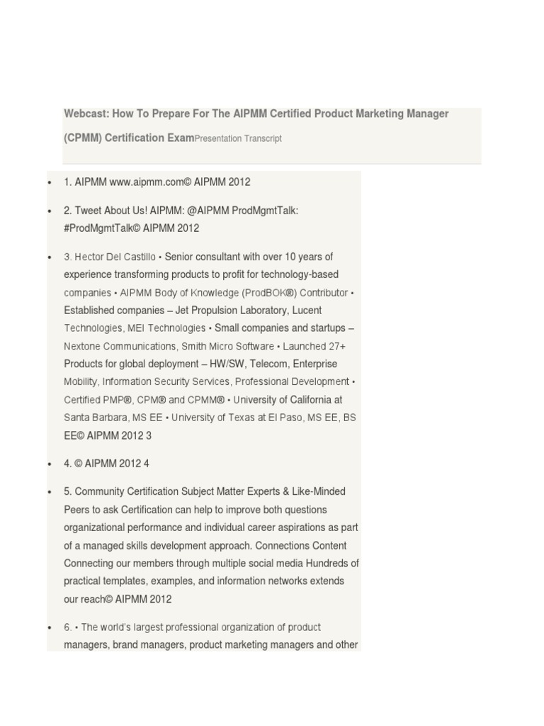 How To Prepare AIPMM | PDF | Mentorship | Professional Certification