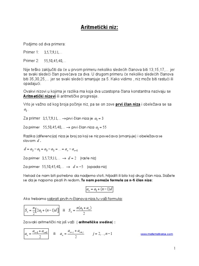 Aritmeticki I Geometrijski - Niz | PDF