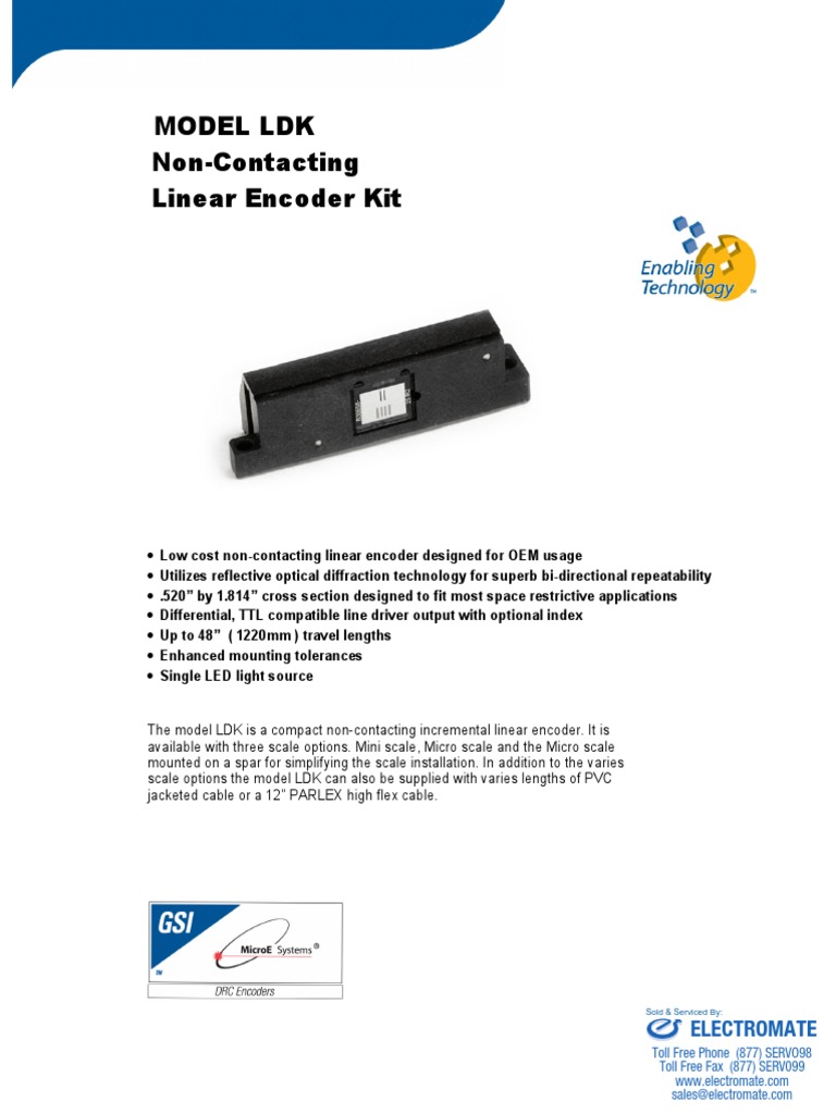 Model LDK Non-Contacting Linear Encoder Kit: Electromate | PDF | Light ...
