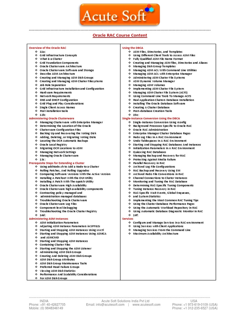 Oracle RAC Course Content: Overview of The Oracle RAC Using The DBCA | PDF | Oracle Database ...
