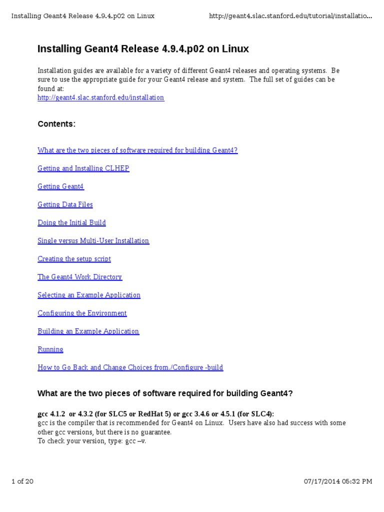 Install Geant4 | PDF | Installation (Computer Programs) | Library (Computing)