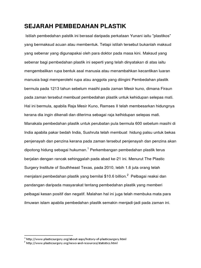 Sejarah Pembedahan Plastik | PDF