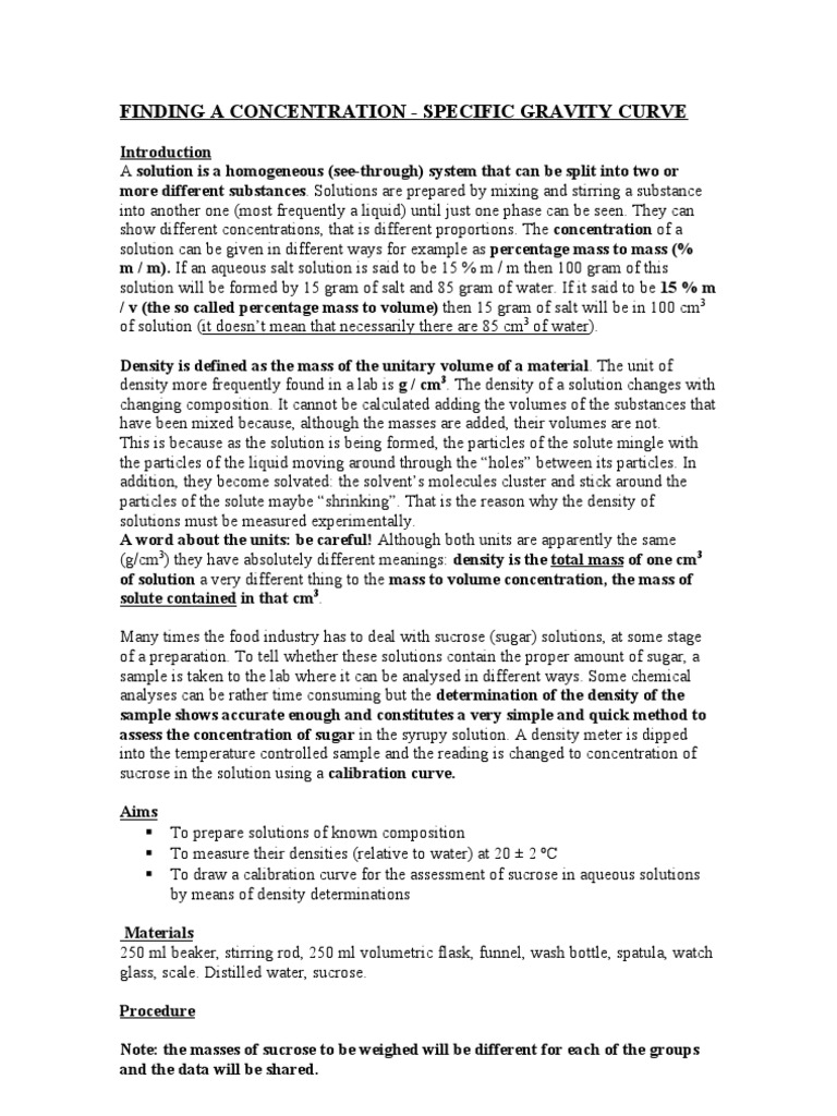 TP Density of Sucrose Soltns | PDF | Solution | Density