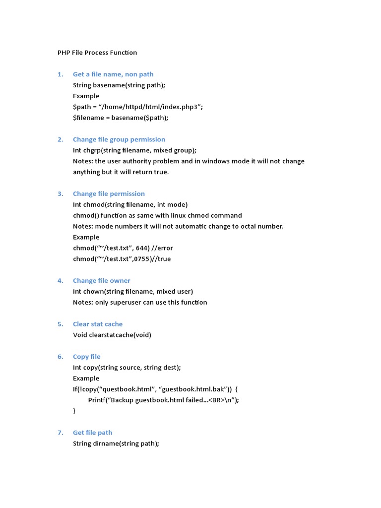 PHP File Process Function | Download Free PDF | Filename | Computer File
