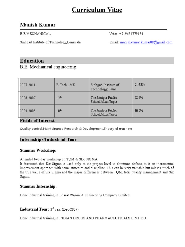 Manish Resume | PDF | Science Technology Engineering And Mathematics ...