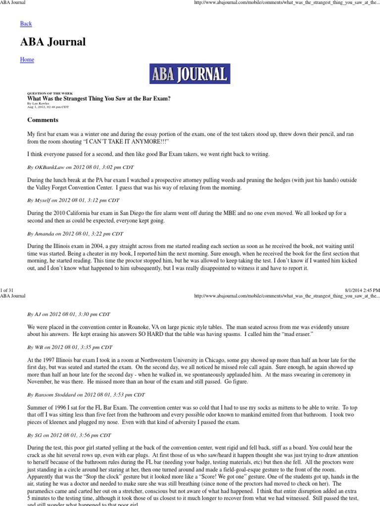 ABA Journal-Bar Exam Horror Stories | PDF | State Bar Of California ...