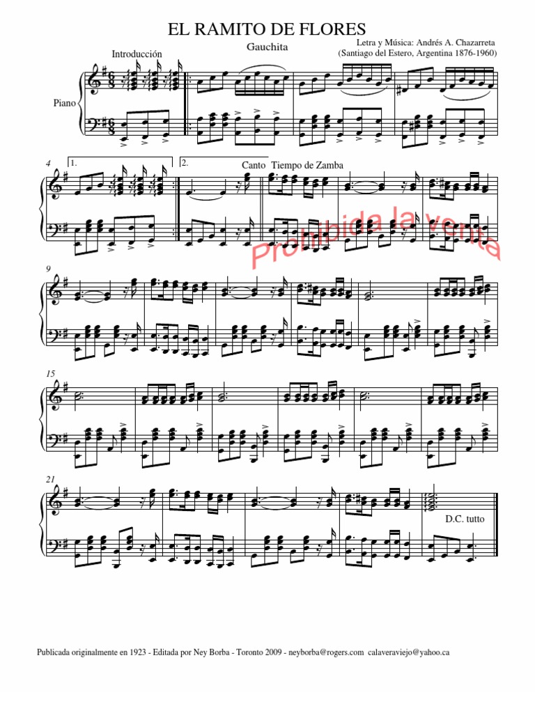 El Ramito de Flores - Partitura y Letra | PDF | Ocio
