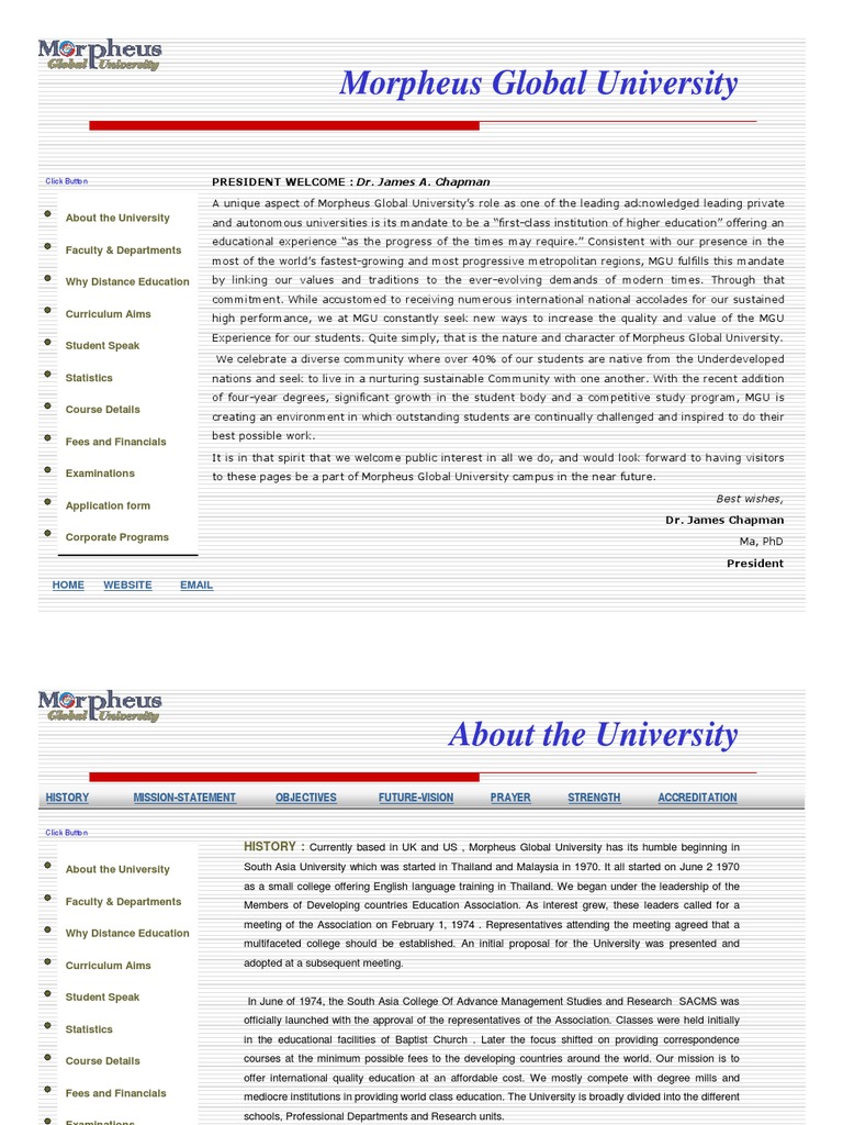 Morpheus Global University | PDF | Curriculum | University