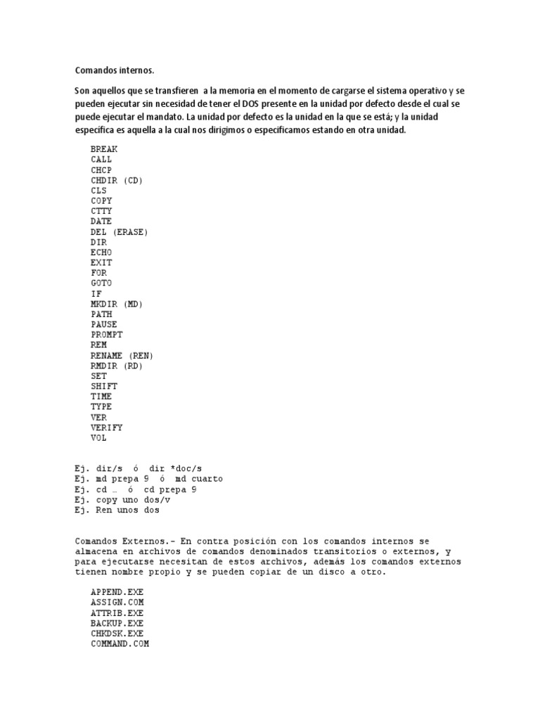 Comandos Internos | PDF