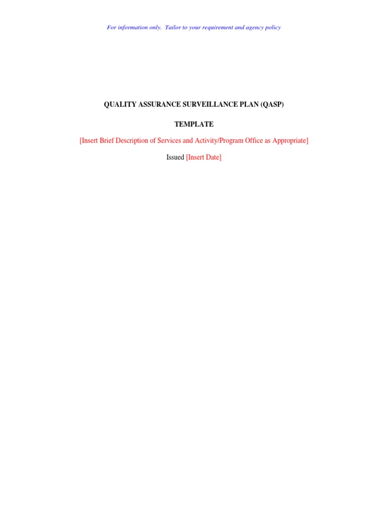 Quality Assurance Surveillance Plan | PDF | Quality Assurance ...