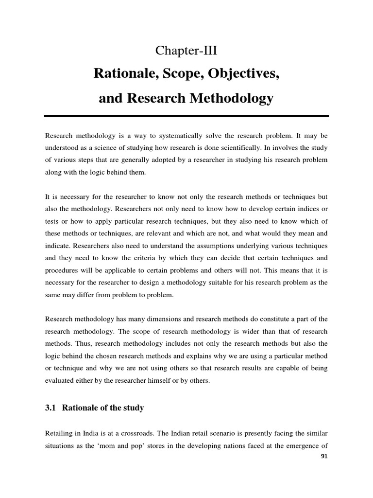 Rationale, Scope, Objectives, and Research Methodology: Chapter-III ...