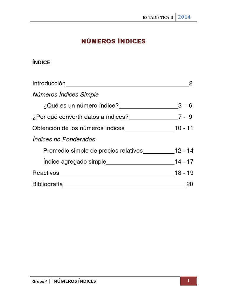 Numeros Indices | PDF | Fórmula | Estadísticas
