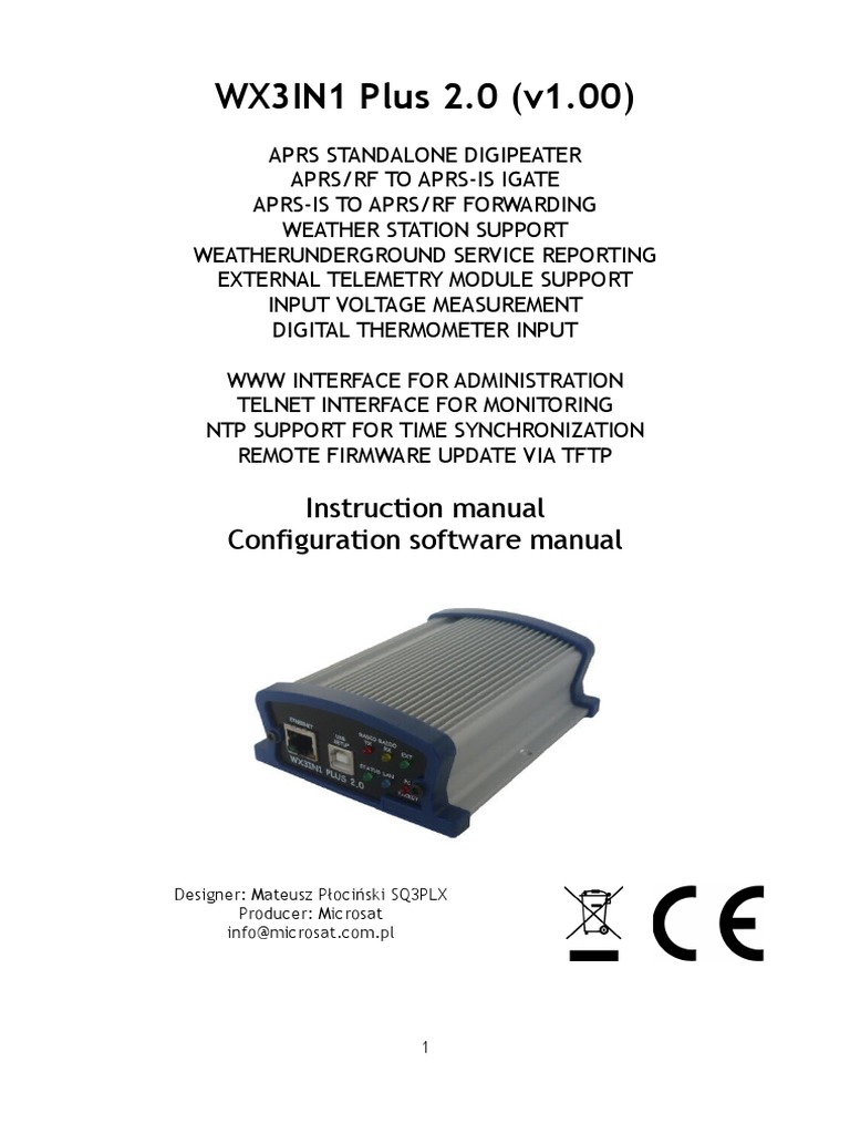 Wx3in1plus20 v100 Manual English | PDF | Usb | Telemetry