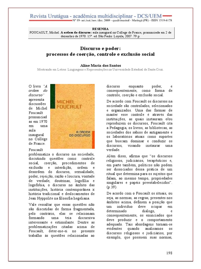 Discurso e Poder | PDF | Michel Foucault | Poder (social e político)