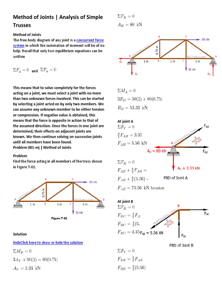 Method of Joints | PDF | Truss | Applied Mathematics