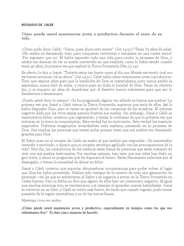 Bosquejo de Caleb | Descargar gratis PDF | Joshua | Dios