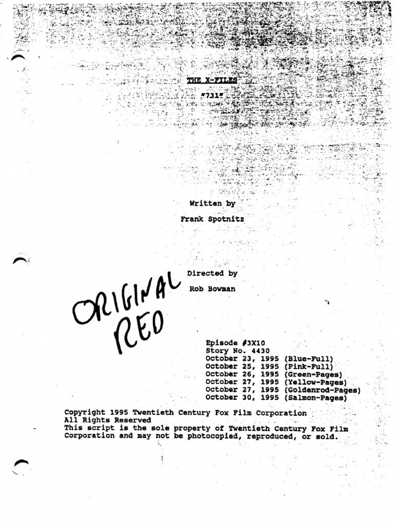 The X-Files - 3x10 - 731 by Frank Spotnitz (10.30.1995) | PDF