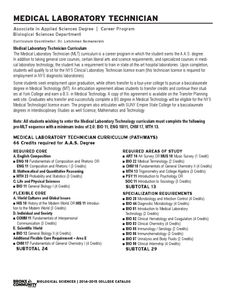 Medical Lab Technician Aas | PDF | Associate Degree | Bachelor's Degree