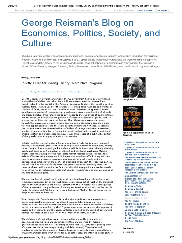 George Reisman's Blog On Economics, Politics, Society, and Culture ...