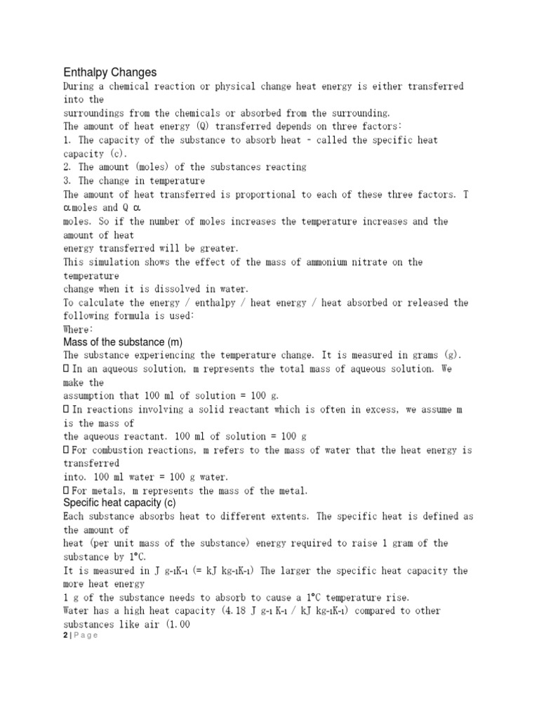 Enthalpy Method | PDF | Enthalpy | Heat Capacity