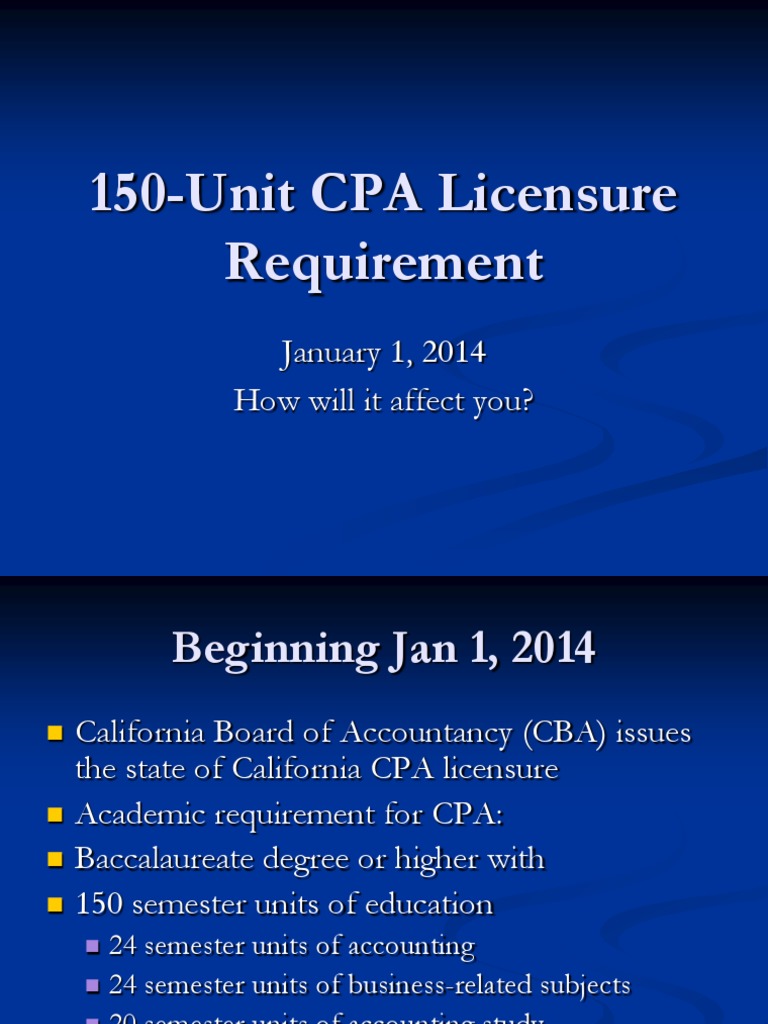 150-Unit CPA Requirement | PDF | Certified Public Accountant | Accounting