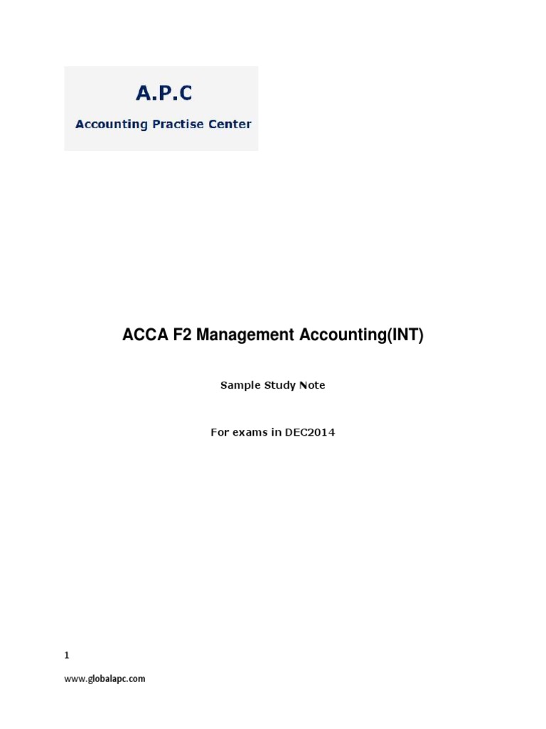 ACCA F2 Sample Study Note | PDF | Inventory | Stocks