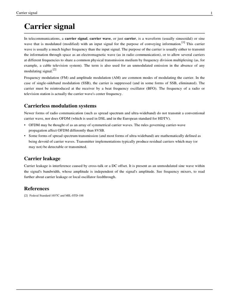 Carrier Signal | Media Technology | Radio