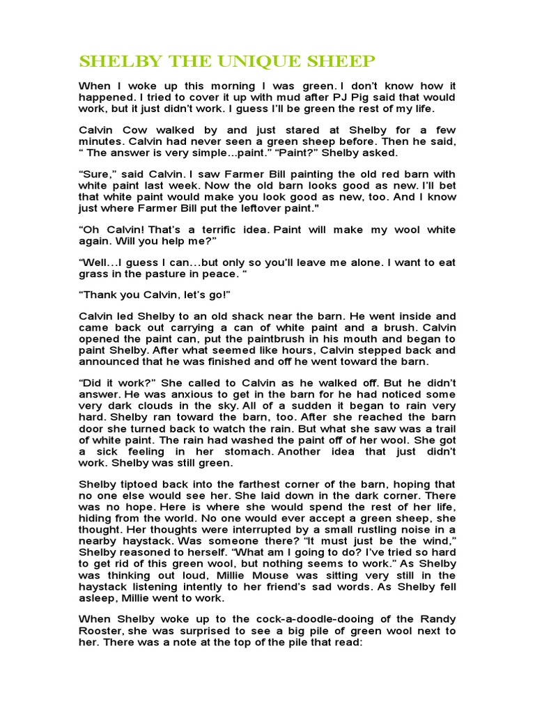 Shelby The Unique Sheep | PDF